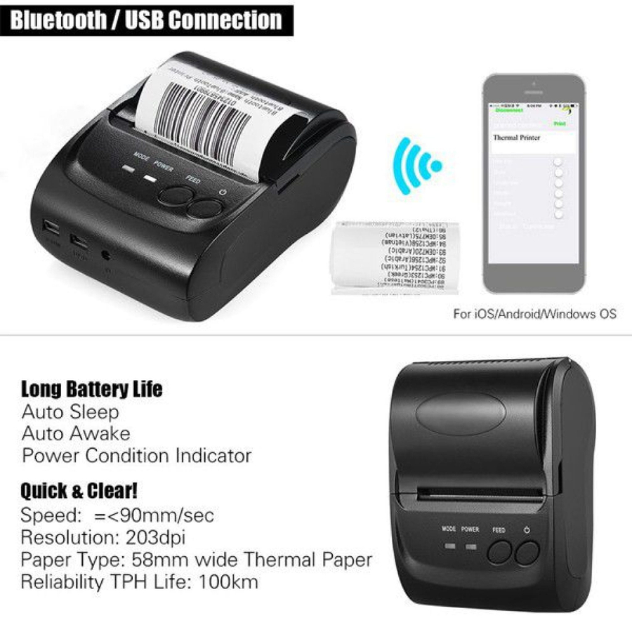Mini Portable Bluetooth Thermal Receipt Printer – Multi Junction