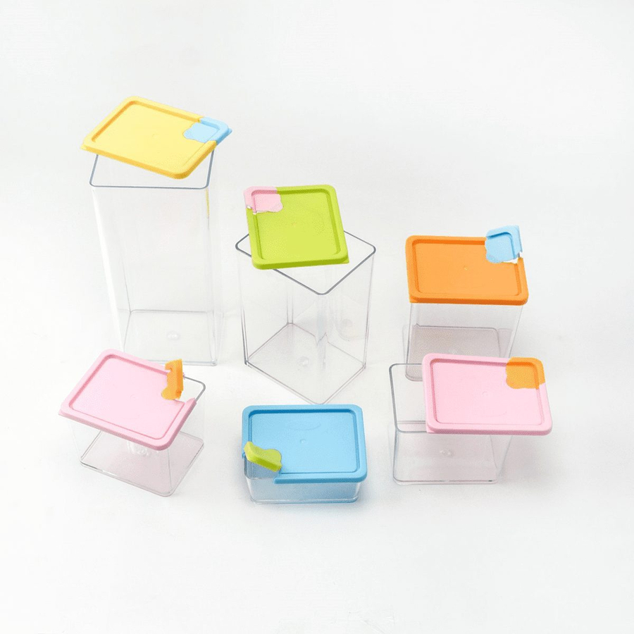6 Pcs Stackable & Space - Savvy Pocket Block Containers - Multi Junction